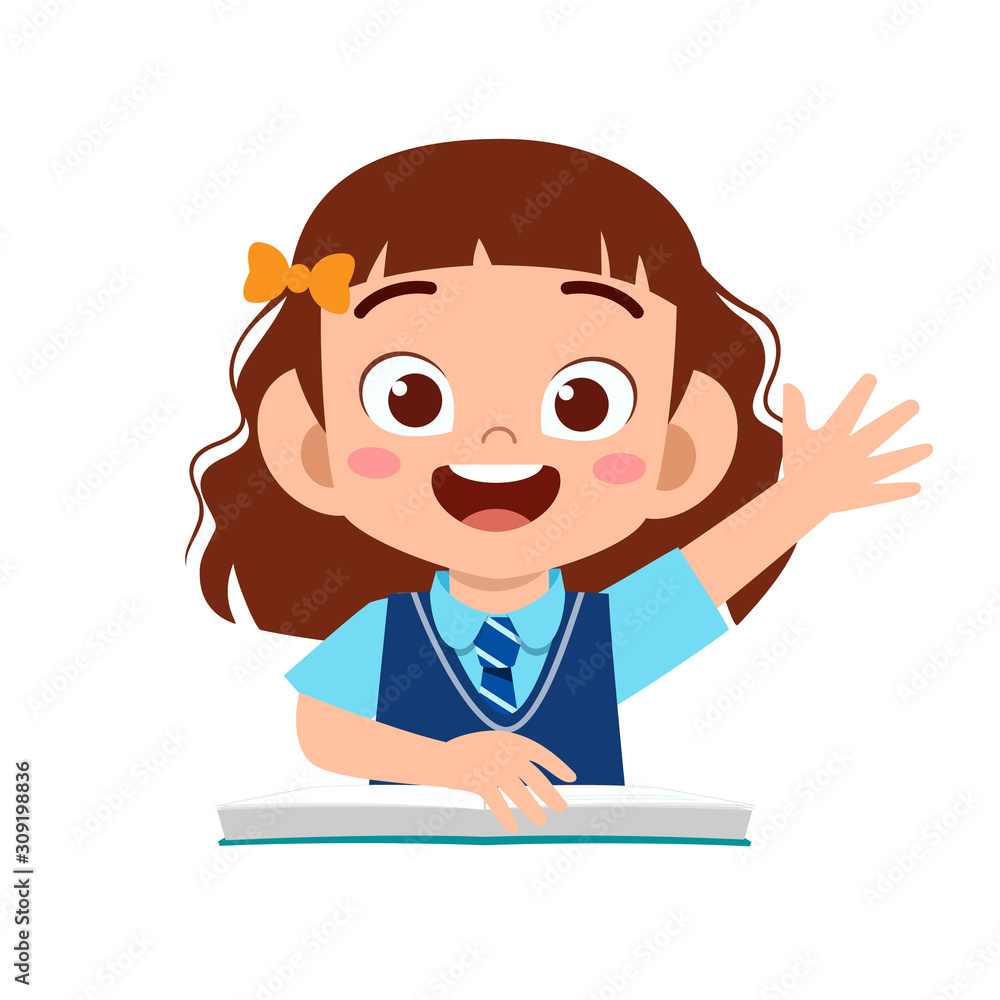 happy cute kid girl study with smile Stock Vector | Adobe Stock