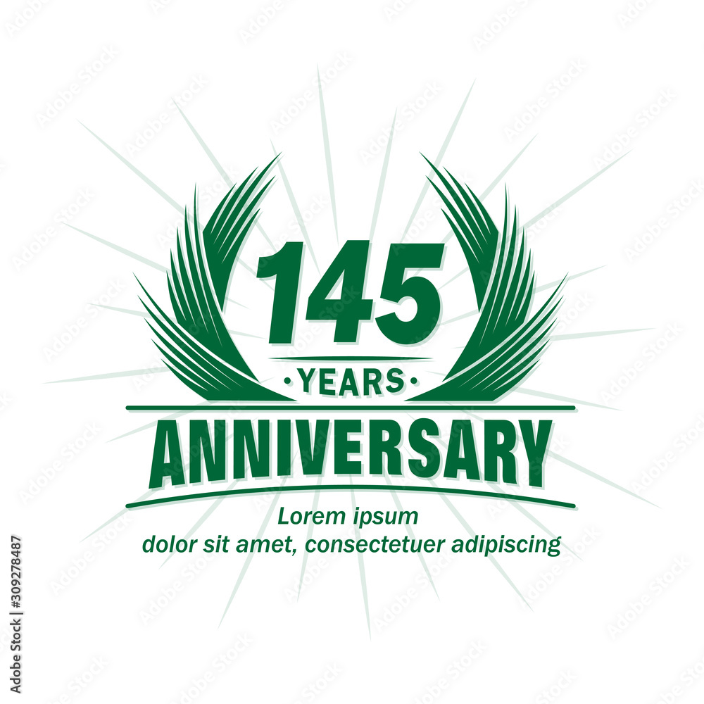 145 years logo design template. 145th anniversary vector and ...
