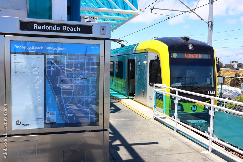 Los Angeles, California - May 21, 2019: view of Los Angeles Metro Rail ...