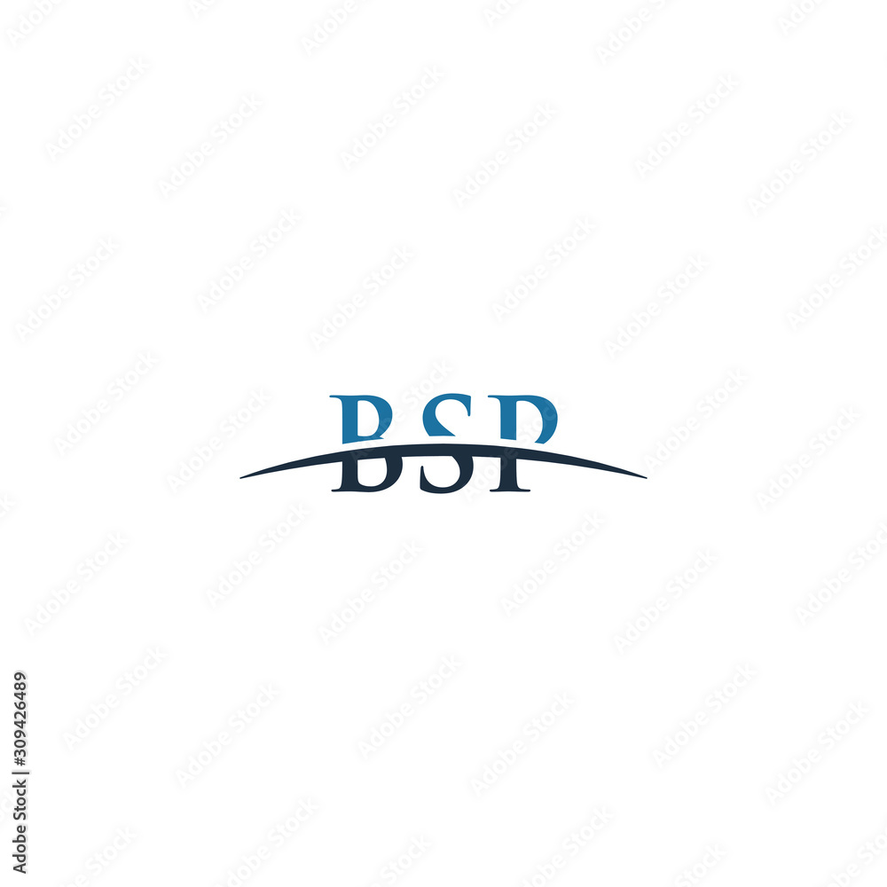 Initial letter BSP, overlapping movement swoosh horizon logo company ...