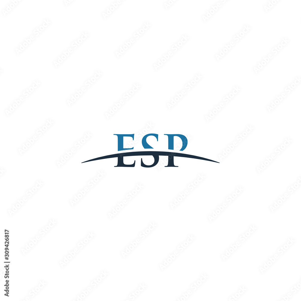 Initial letter ESP, overlapping movement swoosh horizon logo company ...