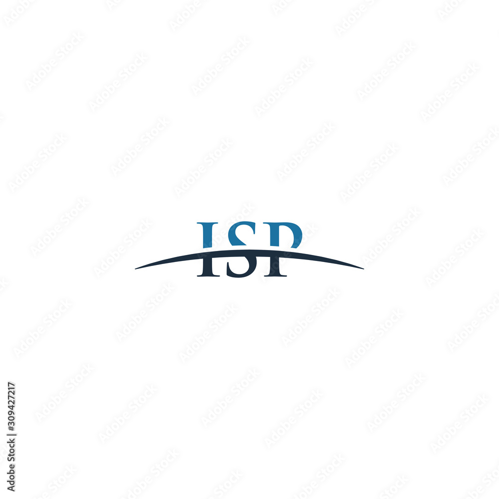Initial letter ISP, overlapping movement swoosh horizon logo company ...