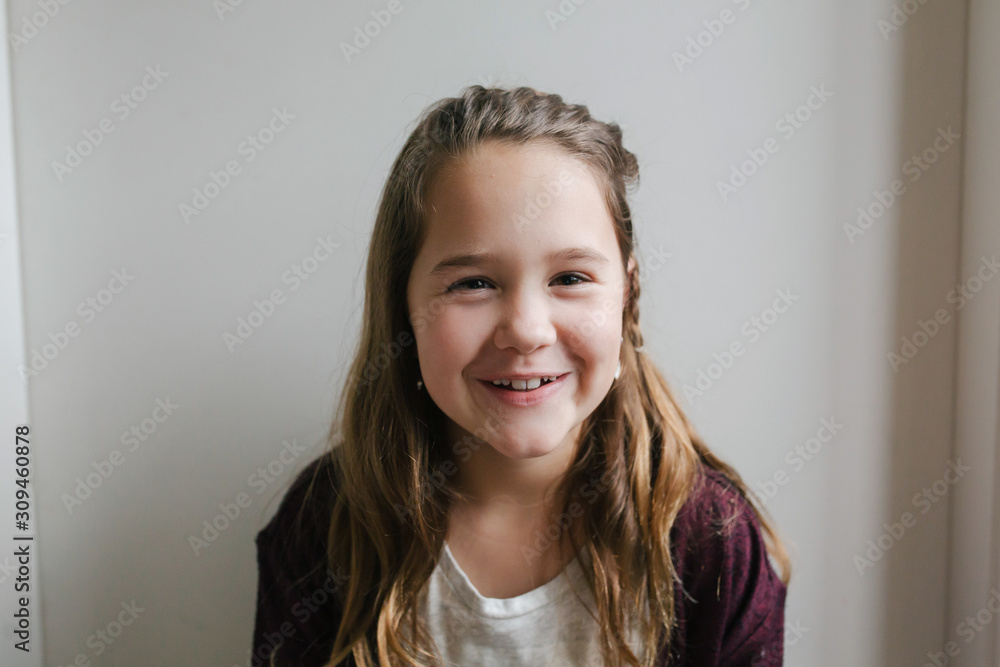 Kid on plain white background Stock Photo | Adobe Stock