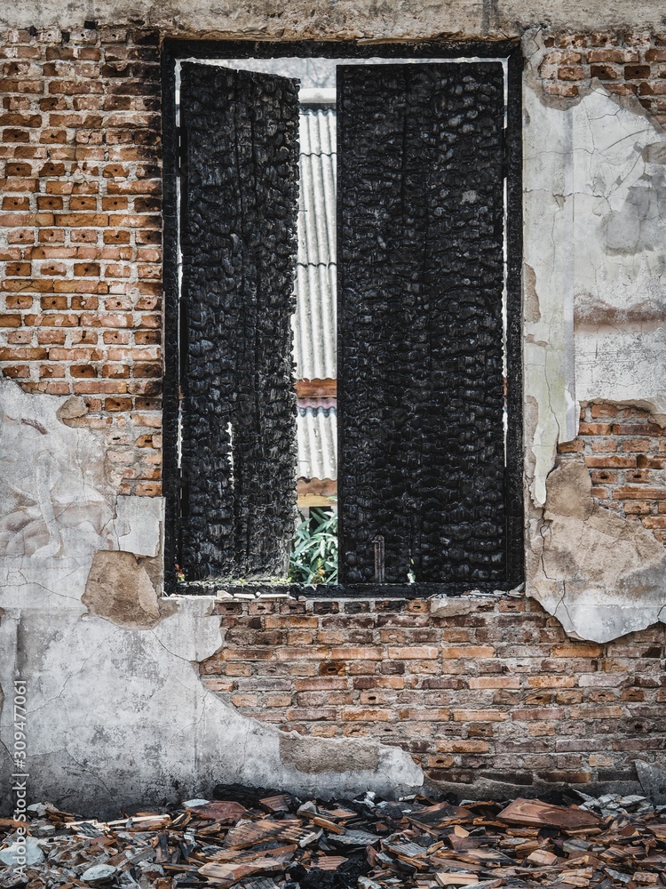 Burned /Burnt Building Caused from Electricity Short Circuit Accident ...