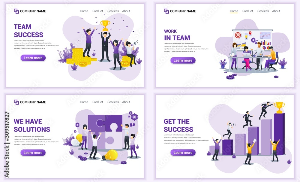 Set of web page design templates for business, success business and ...