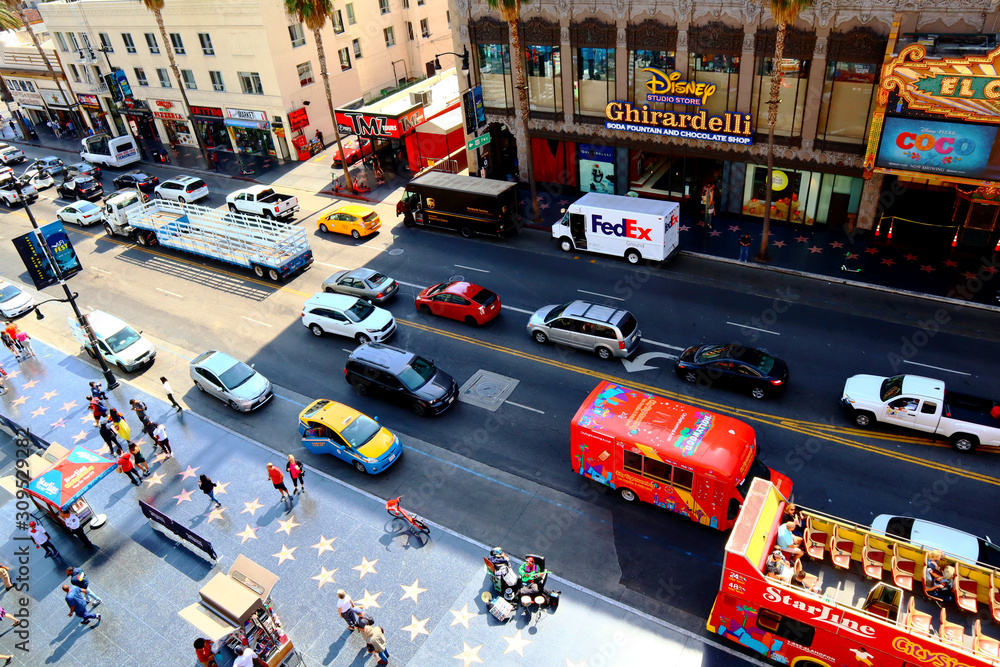 Hollywood Boulevard, Walk of Fame view from Hollywood & Highland ...
