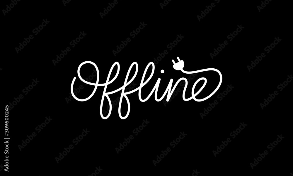 Black White wordmark offline electric plug logo design template Stock ...