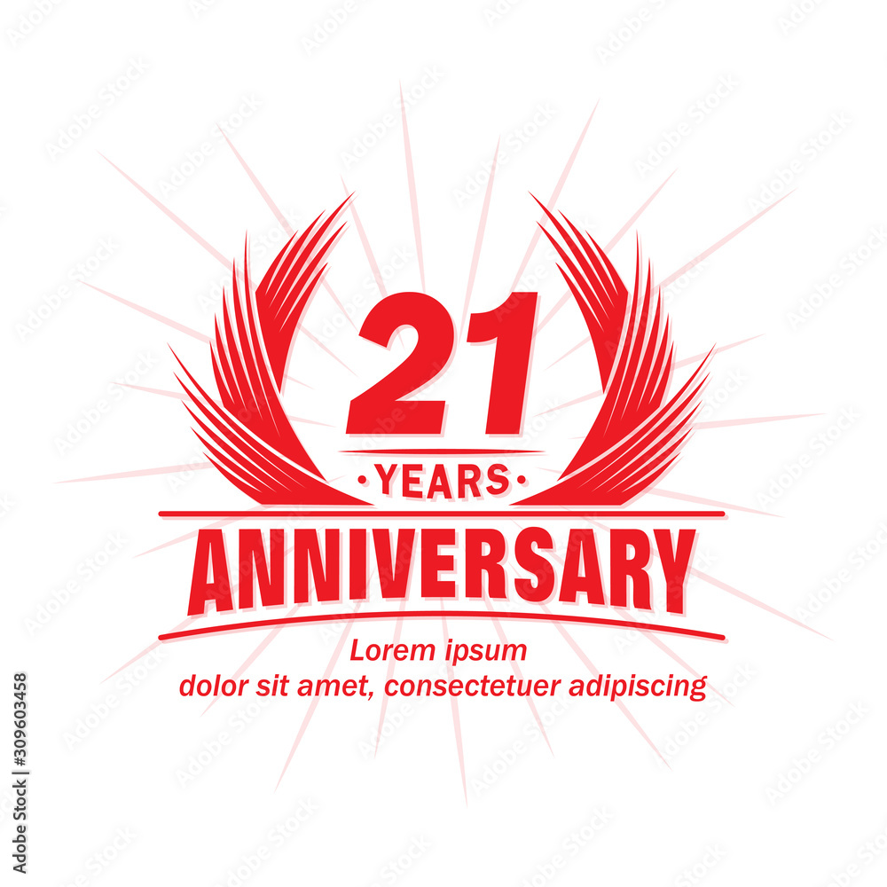 21 years logo design template. 21st anniversary vector and illustration ...