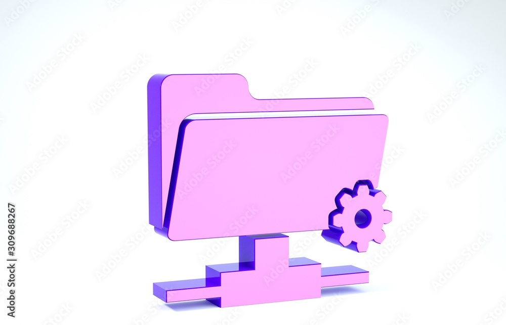 Purple FTP settings folder icon isolated on white background. Software ...