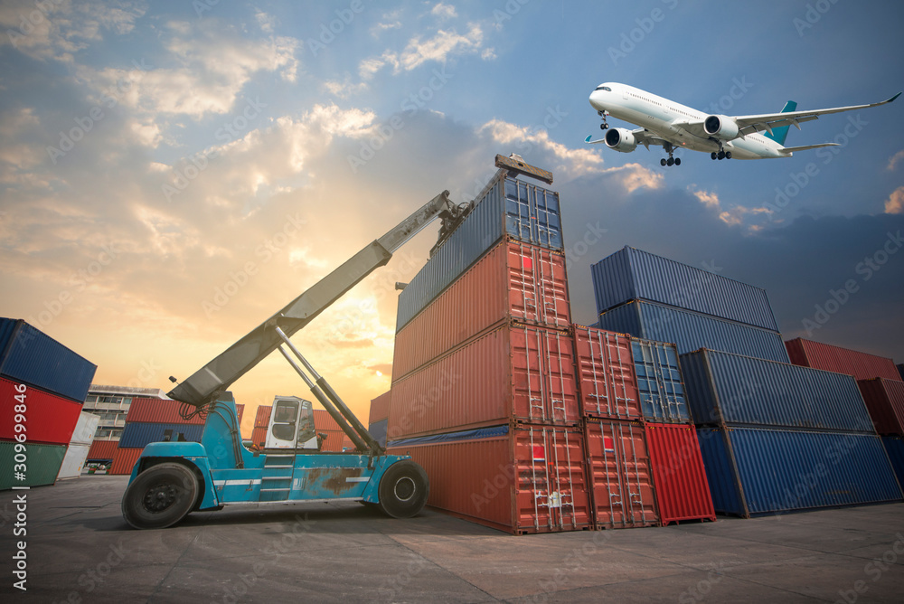 Business Logistics concept, map global partner connection of Container ...