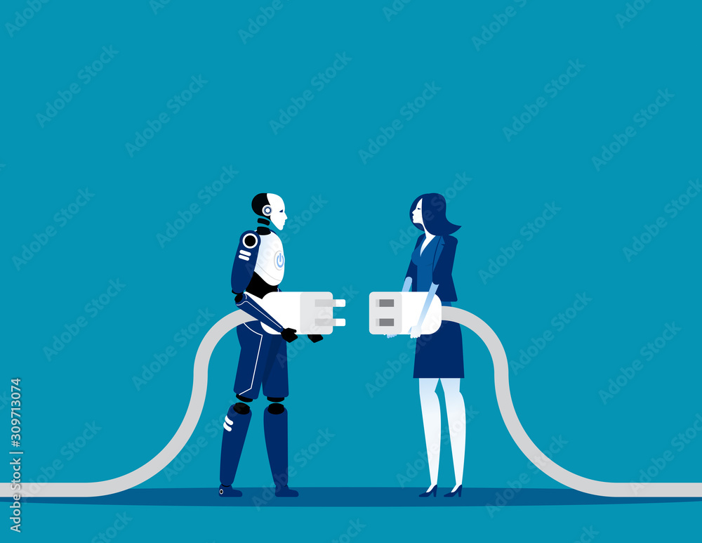 Business and robot connection. Concept artificial intelligence vector ...