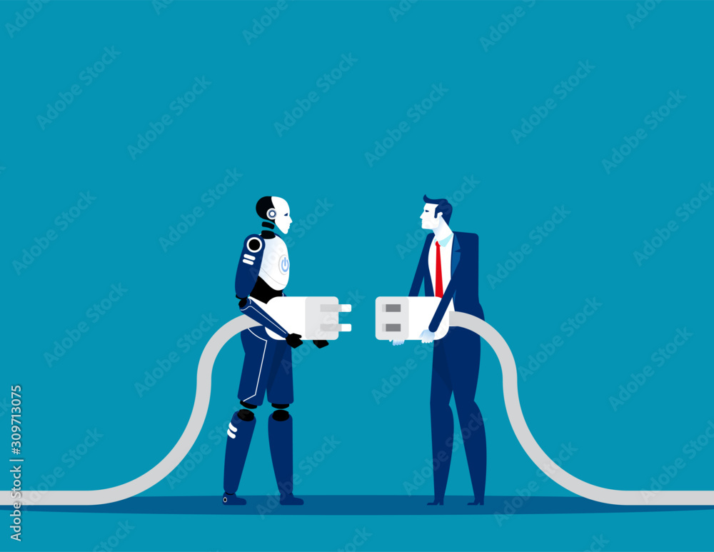 Business and robot connection. Concept artificial intelligence vector ...