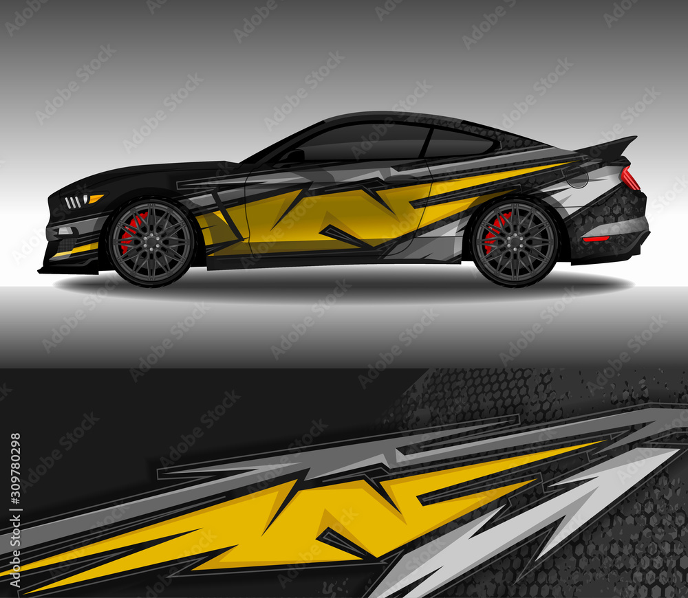 Car wrap decal design vector, custom livery race rally car vehicle ...
