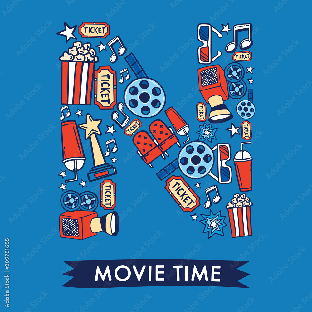 Cinema Alphabet collection for card design : Cinema elements forming a ...