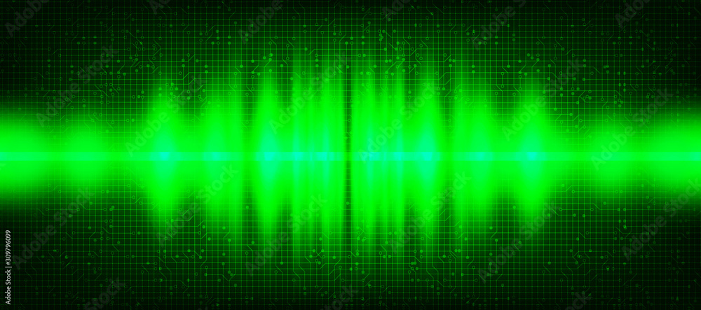 Green Light Digital Sound Wave Low and Hight richter scale Background ...