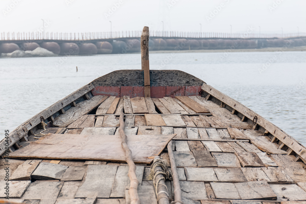 Indian woodmade boats at riverside Stock Photo | Adobe Stock