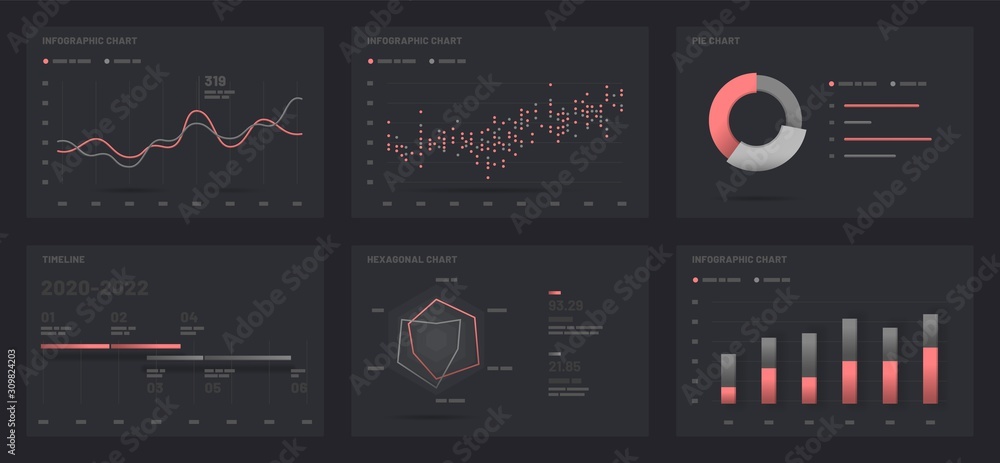 Elements of infographics on a black background. Use in presentation ...