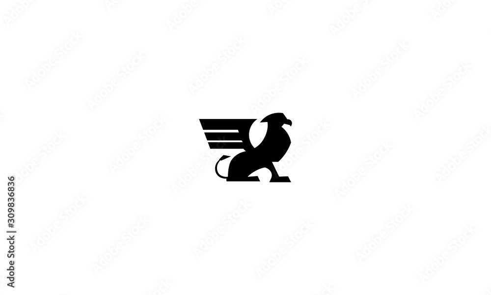 Hand drawn vintage Griffin, mythological magic winged beast. Design or ...