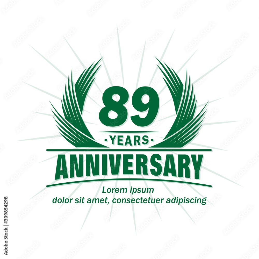 89 years logo design template. 89th anniversary vector and illustration ...