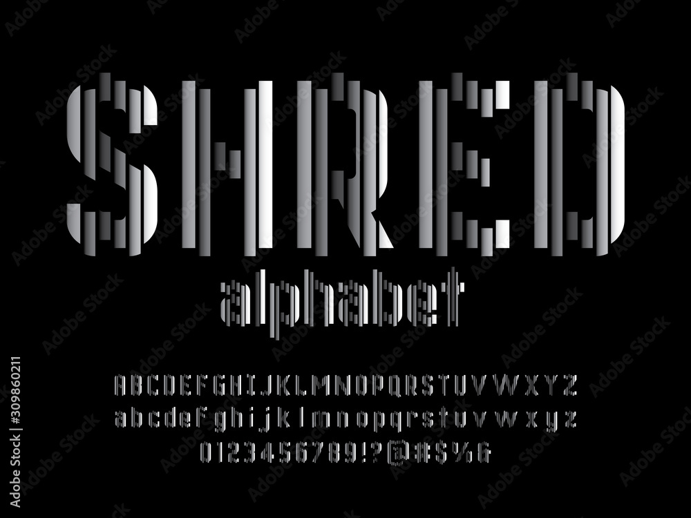 Vector of stylized shredded font and alphabet design Stock Vector ...