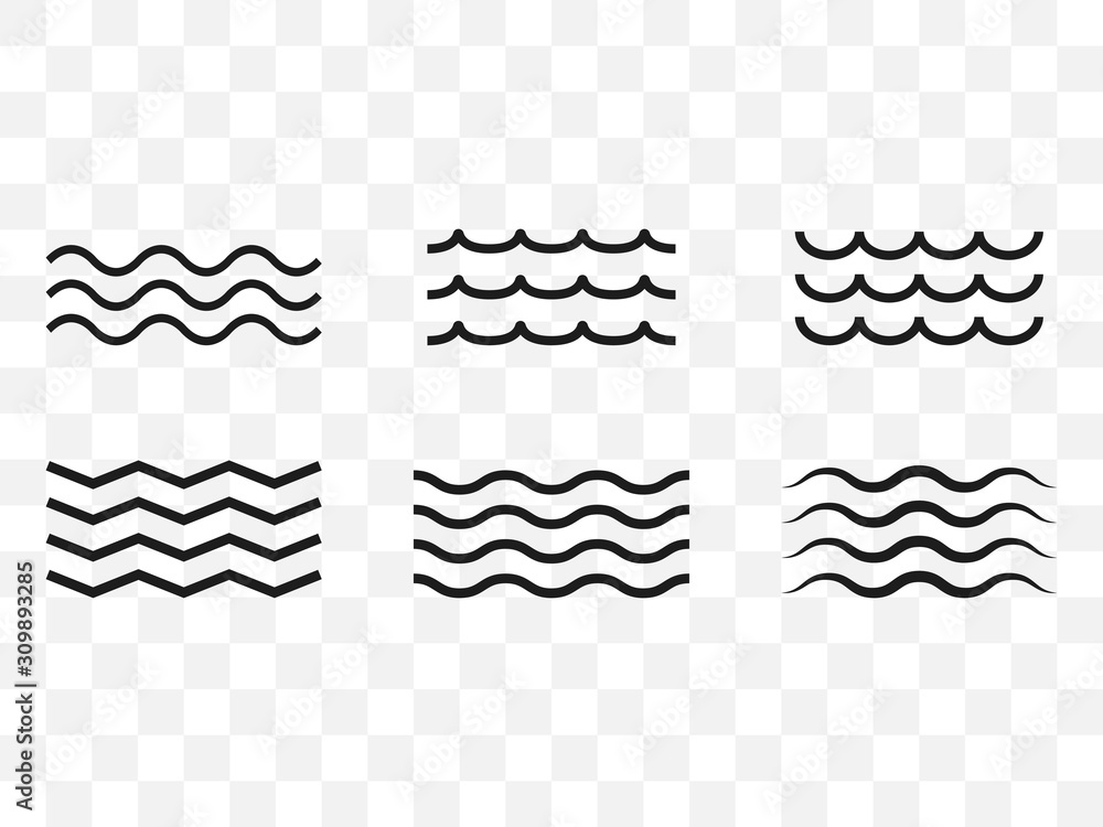 Wave icon set background. Vector illustrations. Flat design. Stock ...