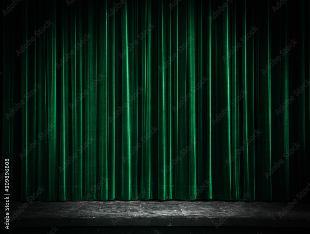 Green Curtain Stage Background Stock Photo | Adobe Stock