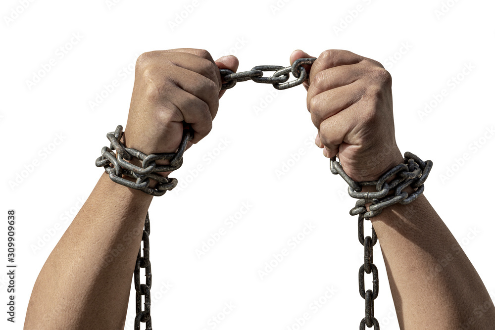 Chain on hand of male prisoners, concept of imprisonment, punishment ...