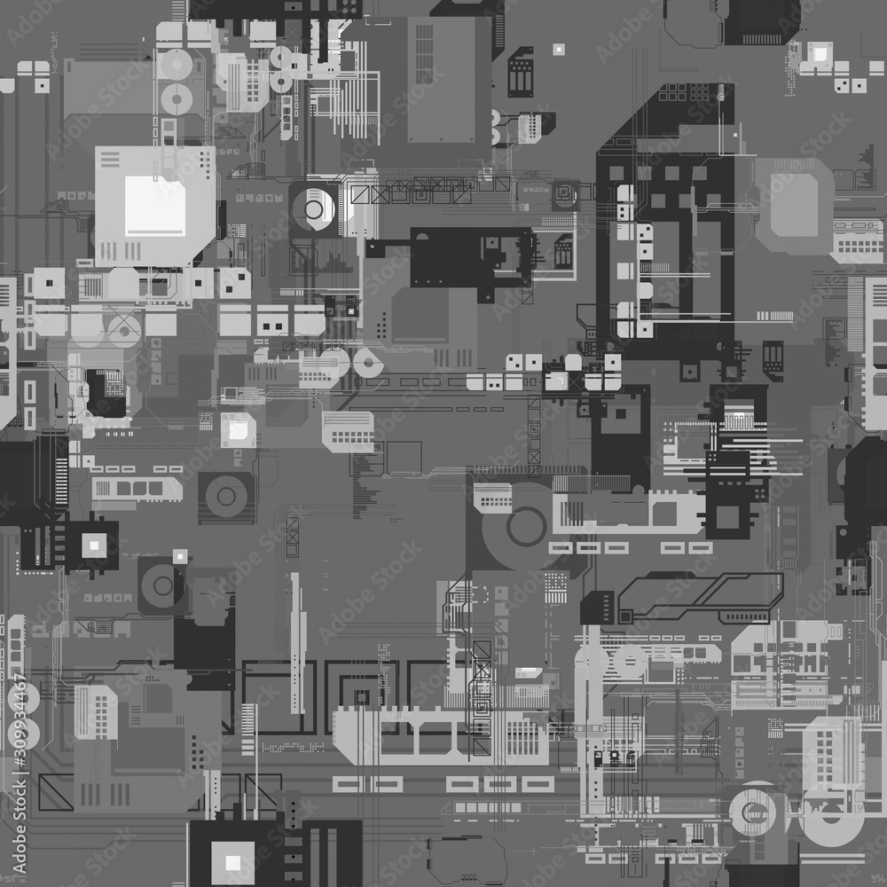 8K greyscale tech city cyberpunk displacement map texture for 3d ...