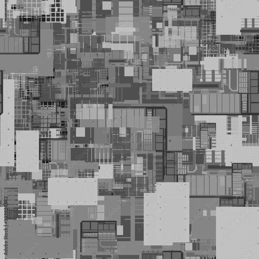 Ilustración de Stock 8K greyscale tech city cyberpunk displacement map ...