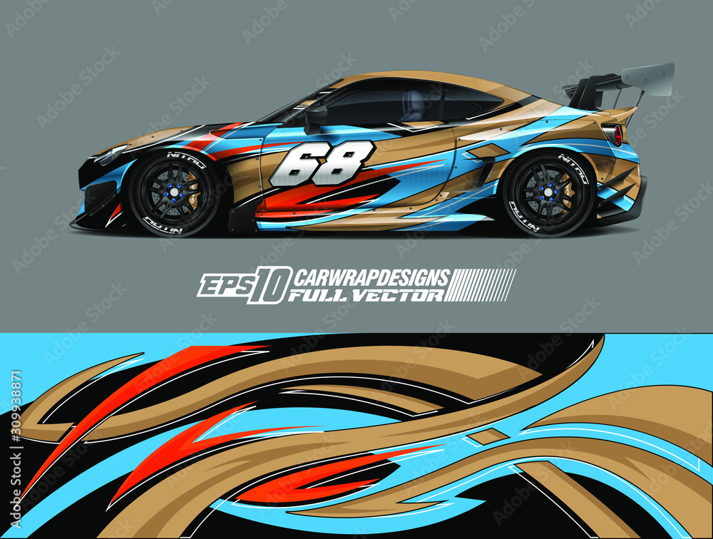 Racing car wrap design vector. Graphic abstract stripe racing ...
