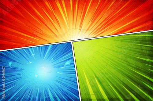 Comic Book Action Layout Background With Power Fx/ Illustration of a ...