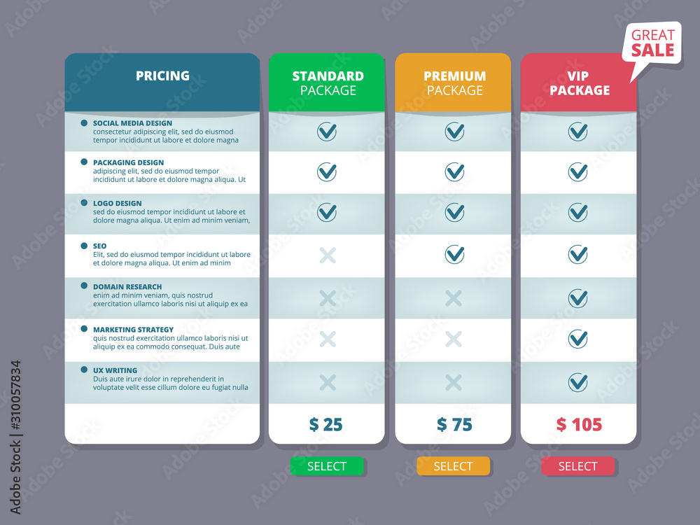 Tariff plans. Web ui template offers columns charts selection pricing ...