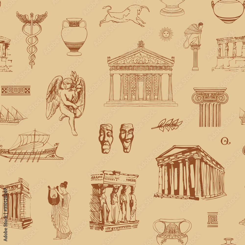 Стоковий вектор Vector seamless pattern on the theme of Ancient Greece ...