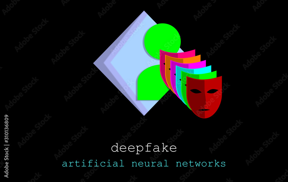 Deep Fake and false, acronym Deepfake, profound learning. Replacing ...