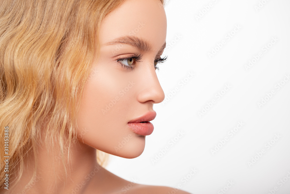 Beauty. Skin Care Concept. Beautiful Woman Face close up studio on ...