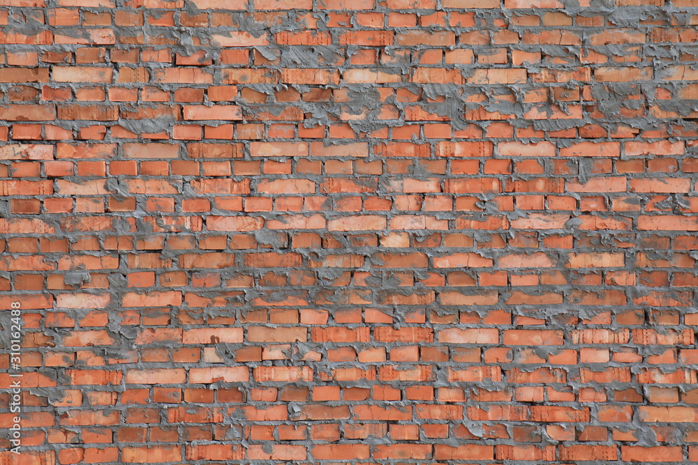 Red bricks wall texture and background. The fragment of bad and dirty ...