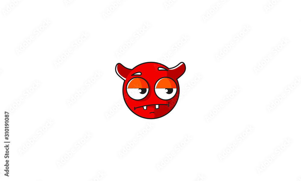 sad red face with horns. smiley with horns. sad demon emotion. - vector ...