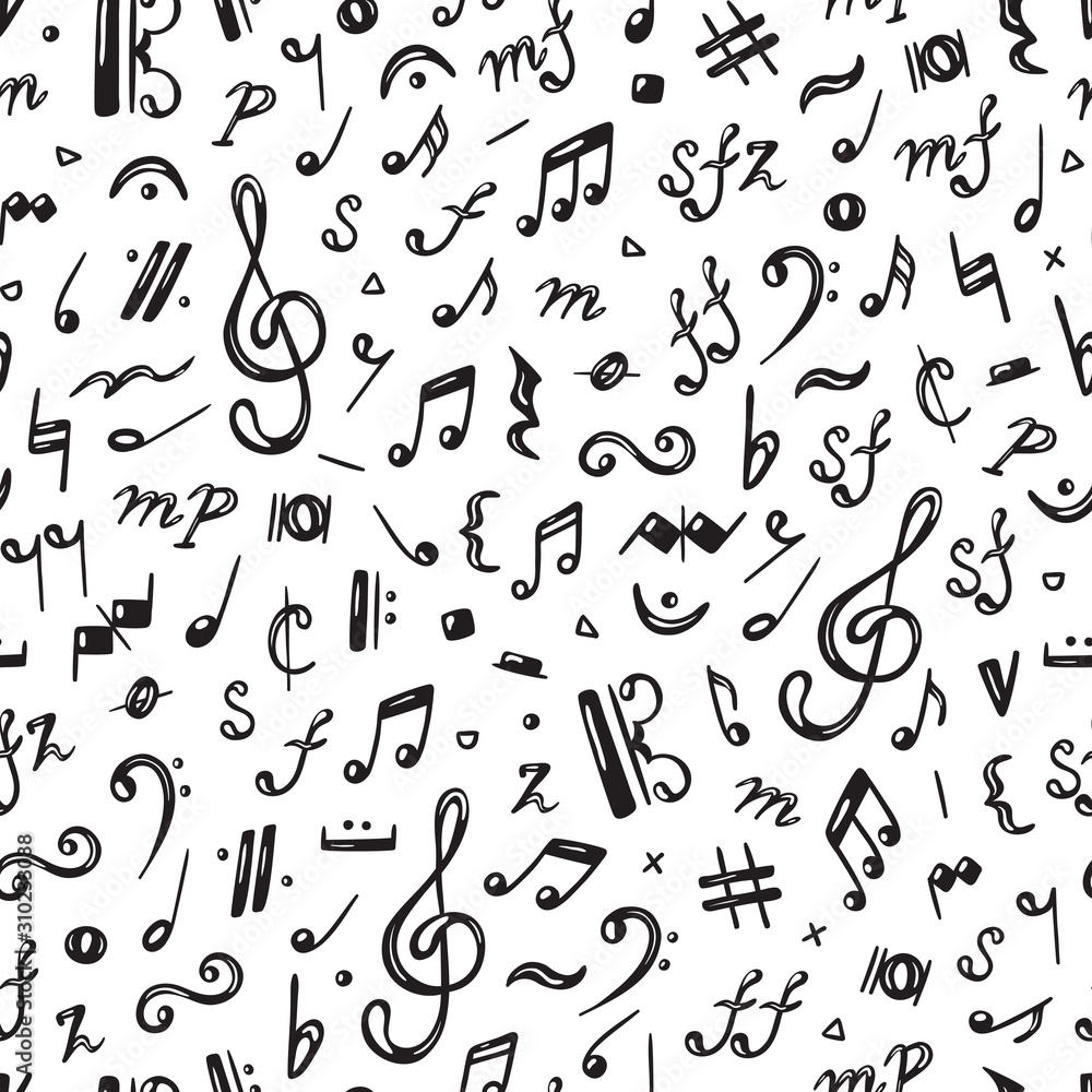 Vector Music background. Musical Notes Seamless Pattern Stock Vector ...