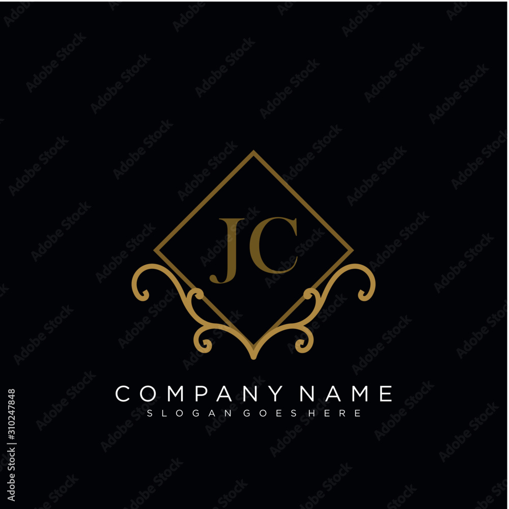 Initial letter JC logo luxury vector mark, gold color elegant classical ...
