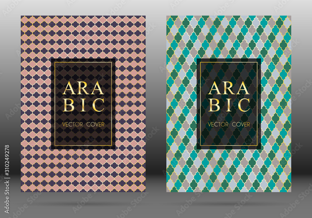 Turkish pattern vector cover page layout design collection in arabic ...