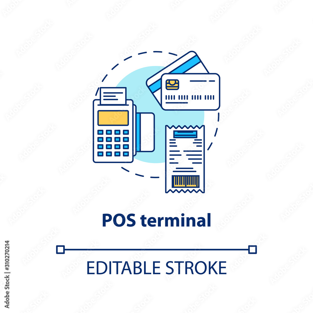 POS terminal concept icon. Terminal idea thin line illustration ...