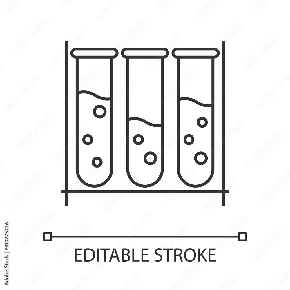 Test tubes linear icon. Organic chemistry. Laboratory work. Interaction ...