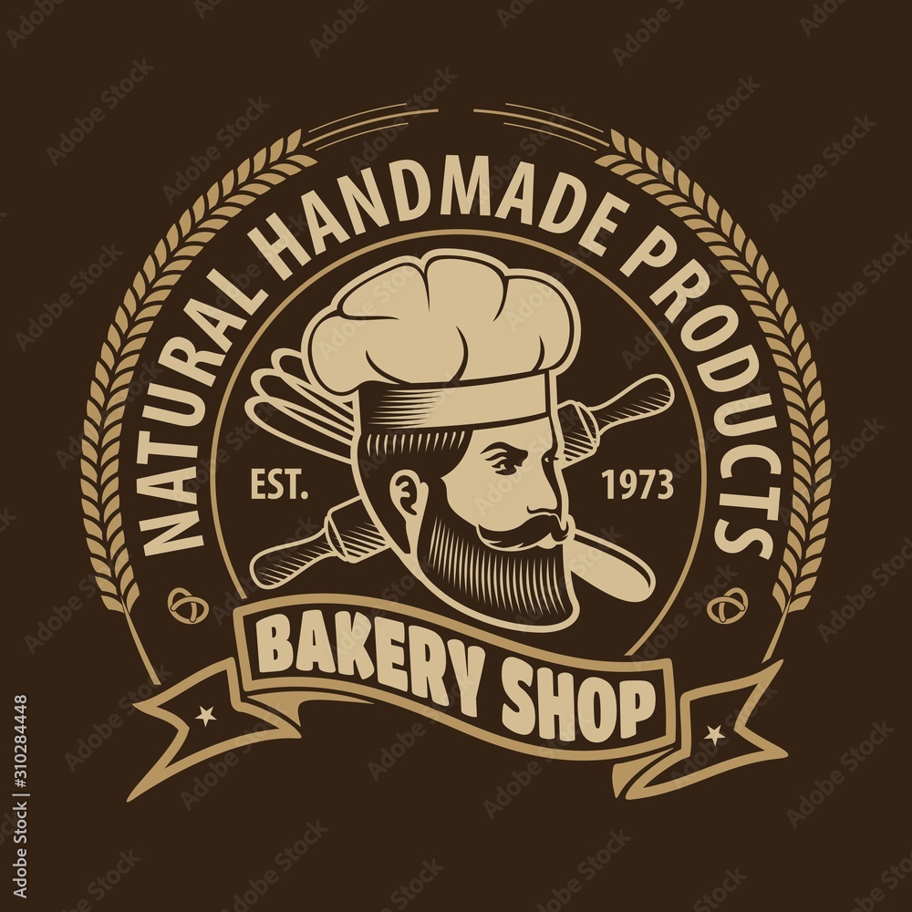 Bakery logo design template with Chef Baker. Vector illustration Stock ...