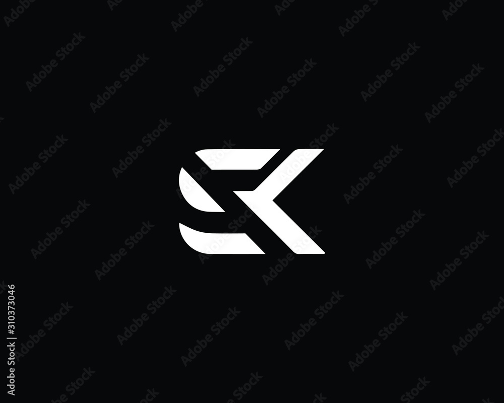 Minimalist Letter SK Logo Design , Editable in Vector Format in Black ...