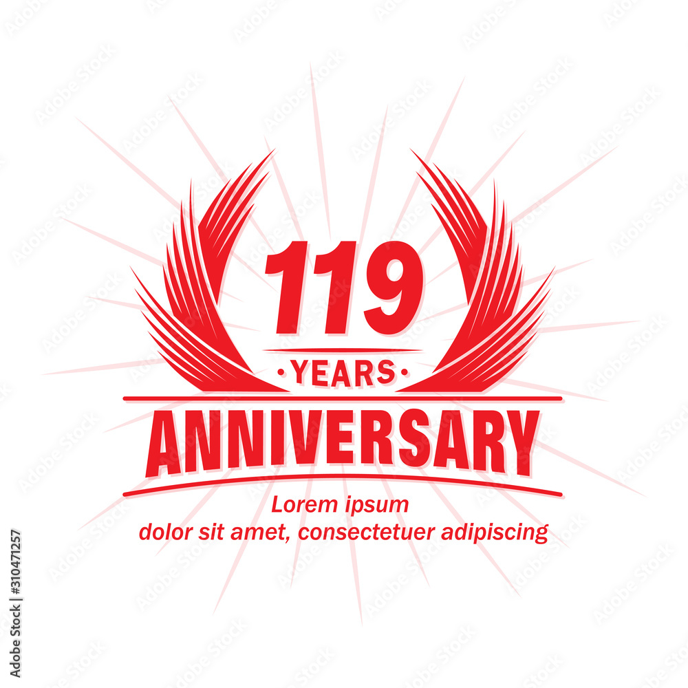 119 years logo design template. 119th anniversary vector and ...