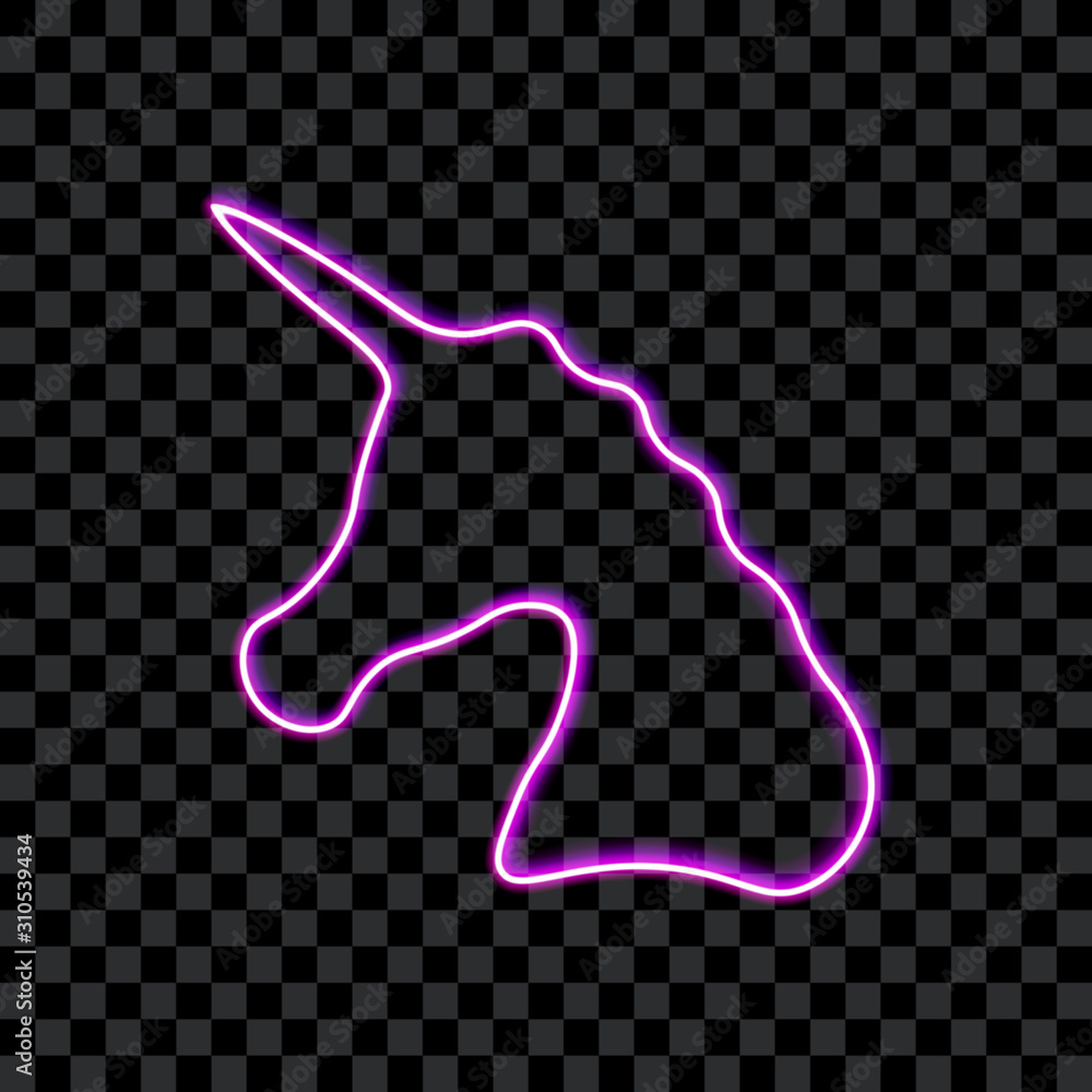 Unicorn neon sign, glowing neon unicorn head on transparent background ...