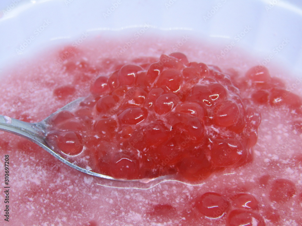 Indonesian traditional jajanan pasar sweet porridge or bubur sagu sago ...