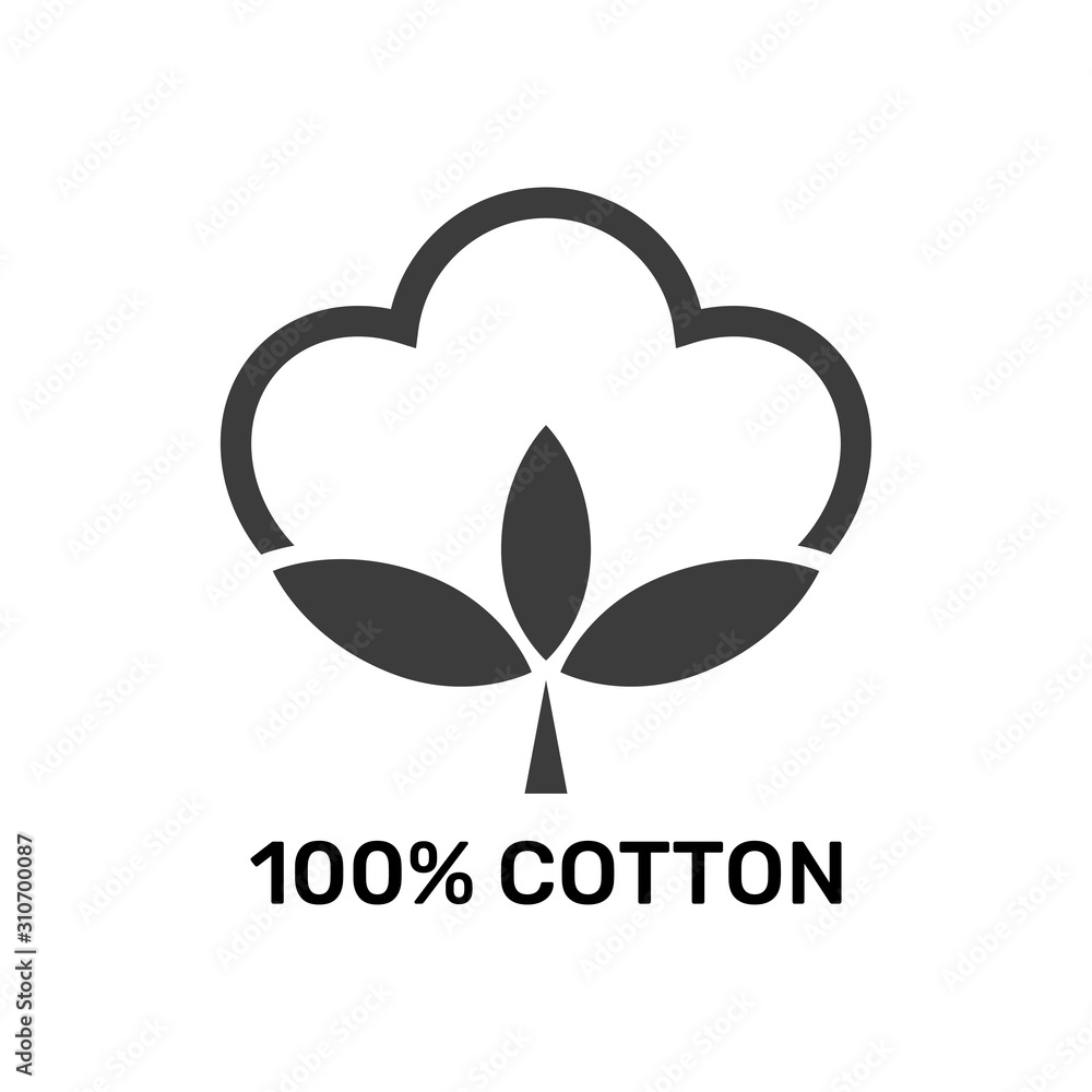 100 percent cotton - web black icon design. Natural fiber sign. Vector ...