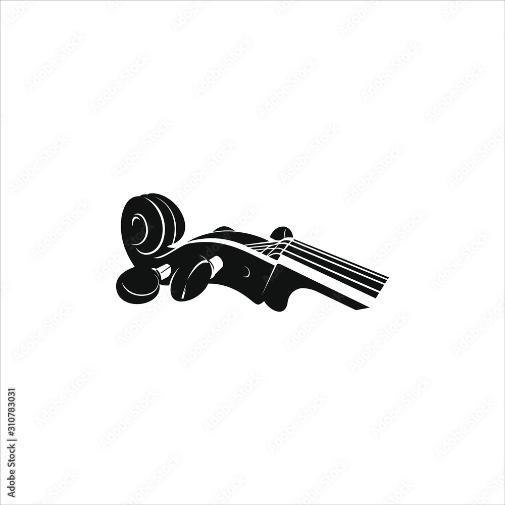 Fiddle Cello bass Head vector black color scroll violin Musical ...