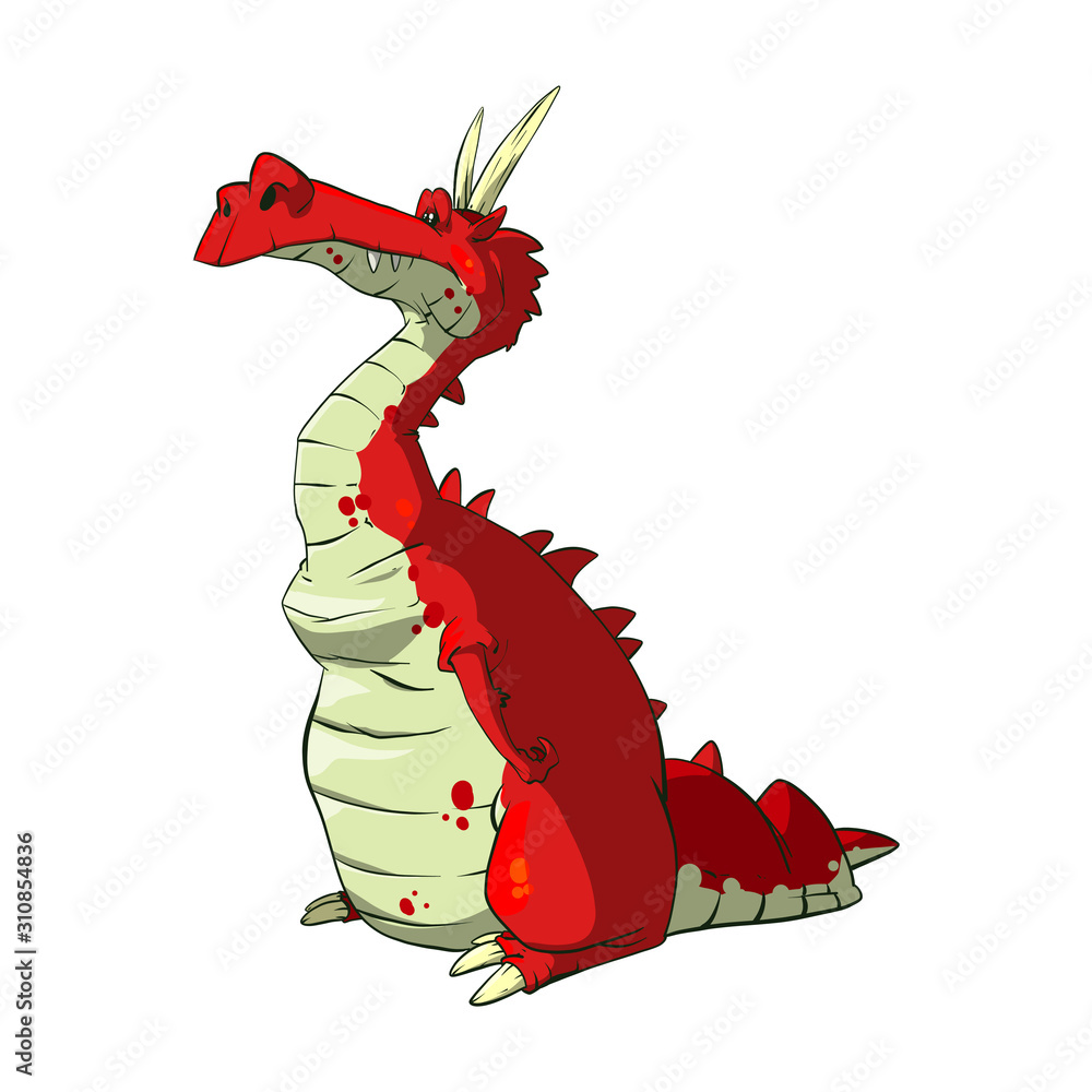 Cartoon vector illustration of a red dragon Stock Vector | Adobe Stock